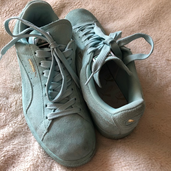 Puma | Shoes | Puma Suede Light Blue Sneakers Good Cond Sz | Poshmark